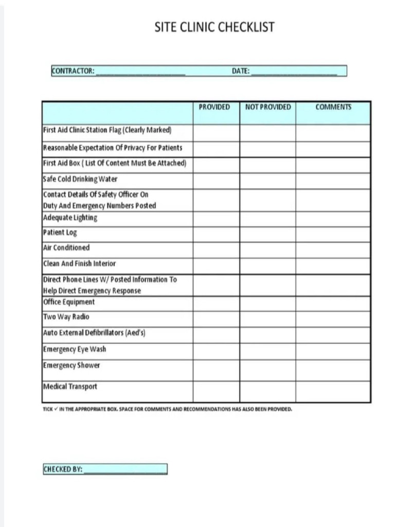 Clinic Checklist | PDF