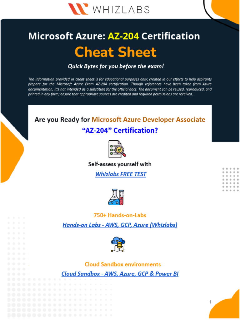 Cheat Sheet Azure Developer Associate AZ 204 | PDF | Transport Layer ...