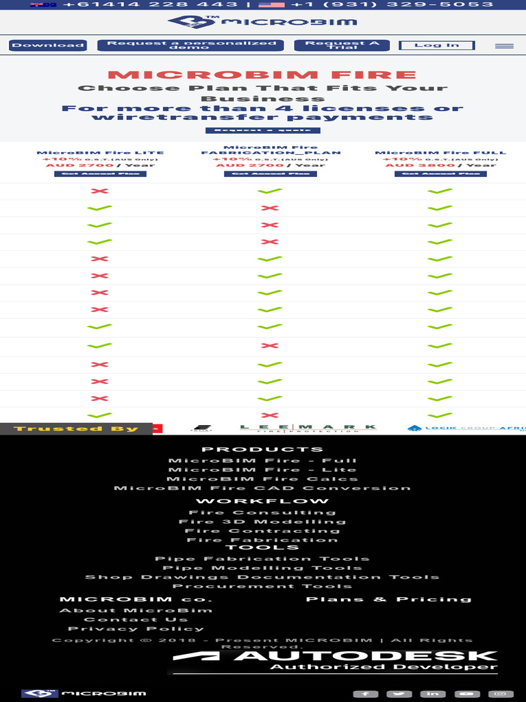 MicroBim-Fire Plans & Pricing | PDF