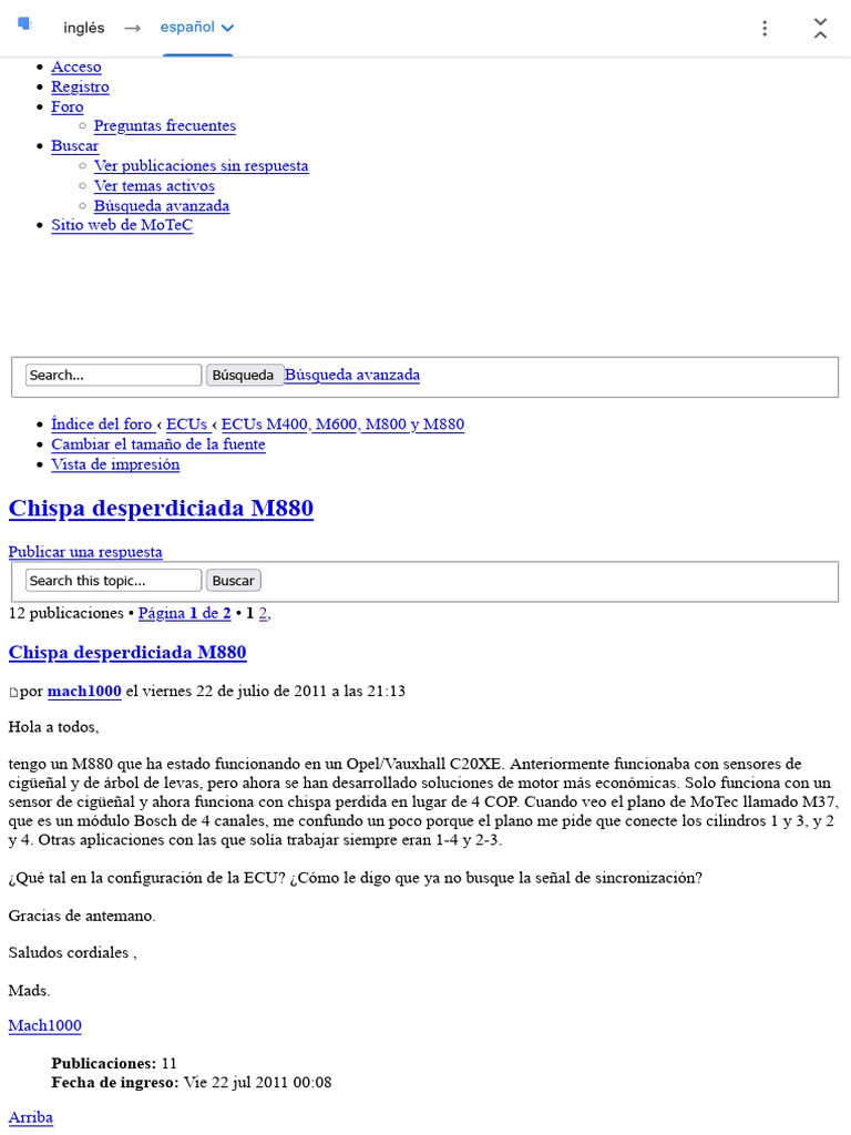 Foro Global MoTeC - Ver Tema - Chispa Desperdiciada M880 | PDF | Coche ...