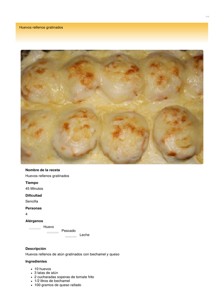 Huevos Rellenos Gratinados | PDF