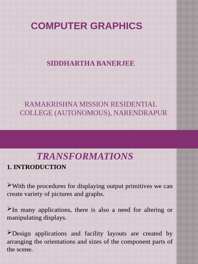 Transformation Part 1 | PDF | 2 D Computer Graphics | Matrix (Mathematics)