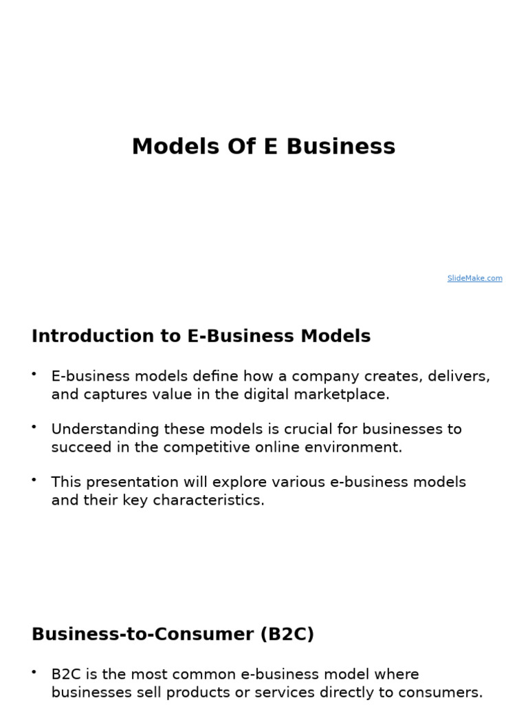 Models of E Business | PDF | Business | Business Economics