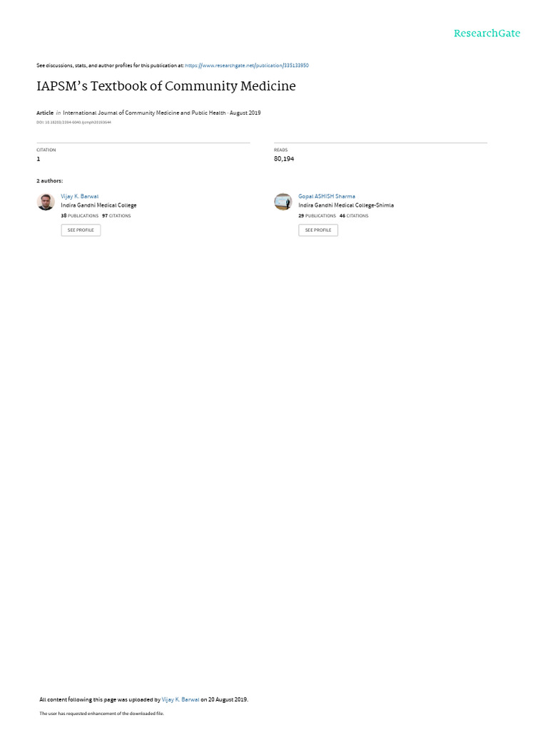 Iap Sms Textbook of Community Medicine | PDF