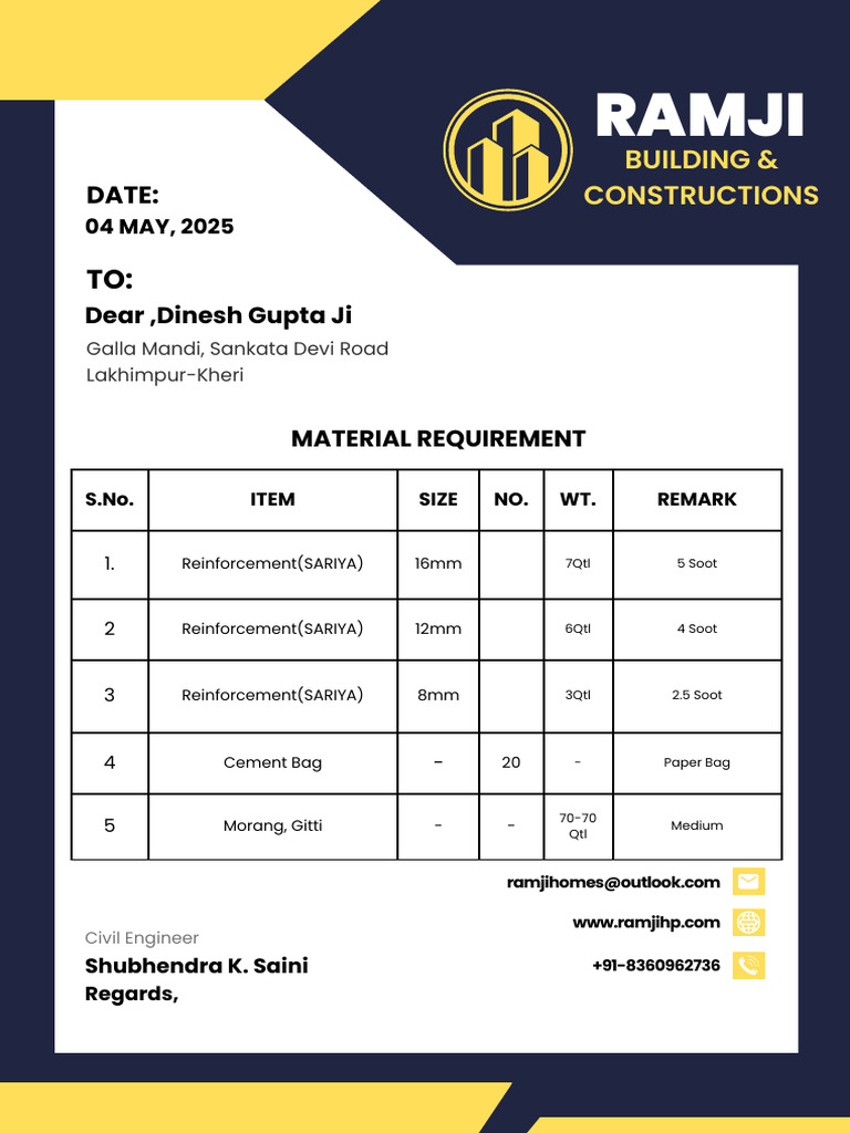Material Requirement Letterhead | PDF