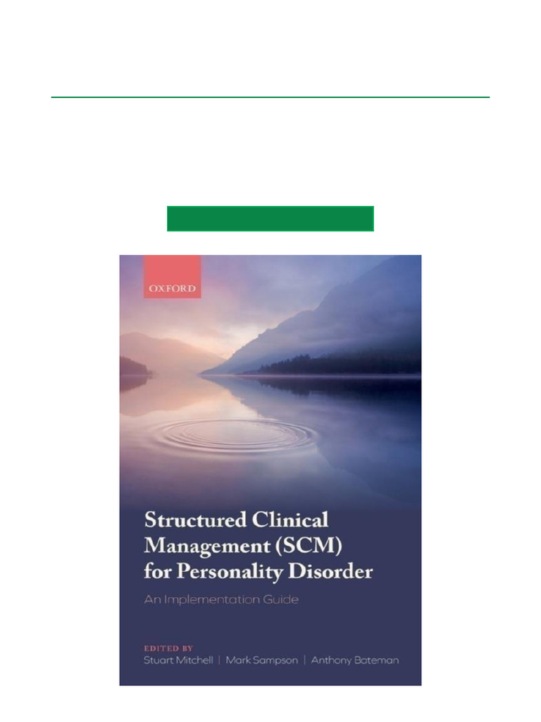 Structured Clinical Management (SCM) For Personality Disorder An ...