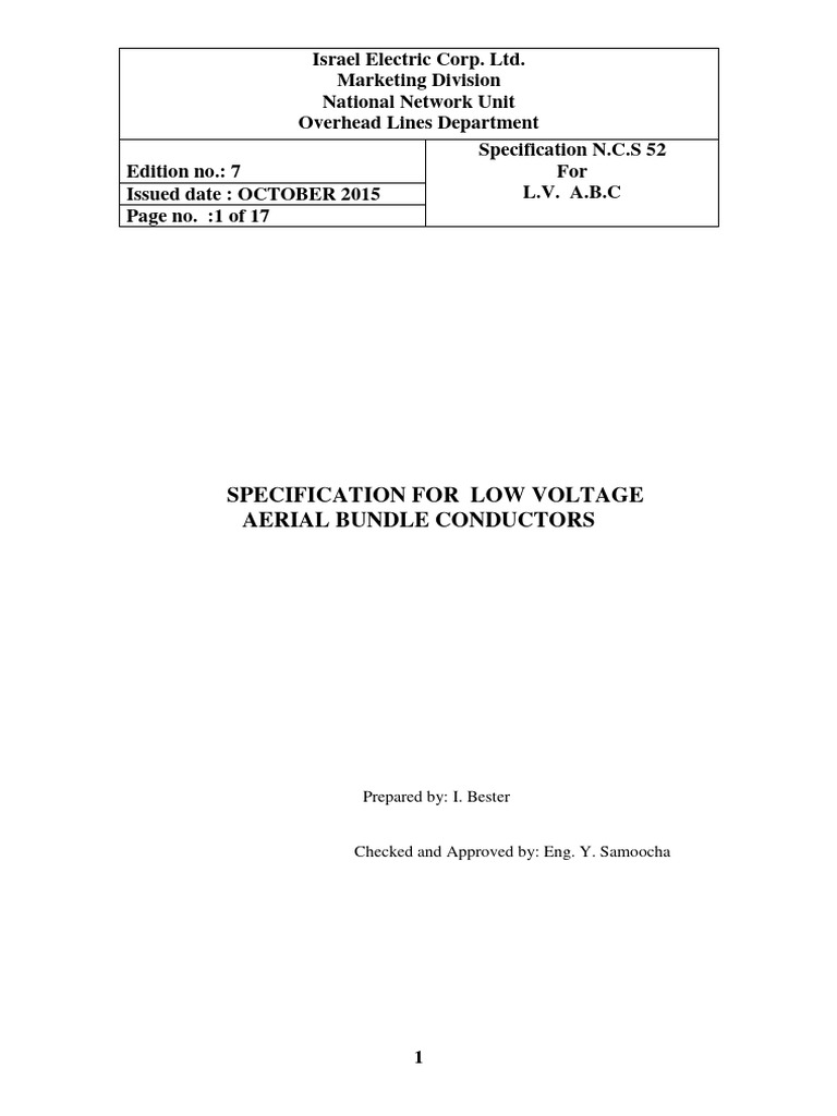 Low Voltage Aerial Bundle Conductors Spec | PDF | Electrical ...