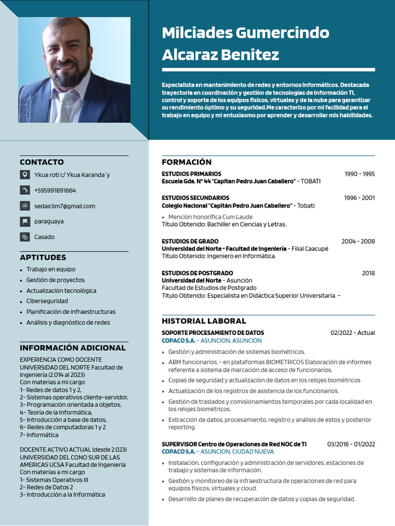 MilciadesAlcarazBenitez CV2024 | PDF | Computación en la nube | Informática