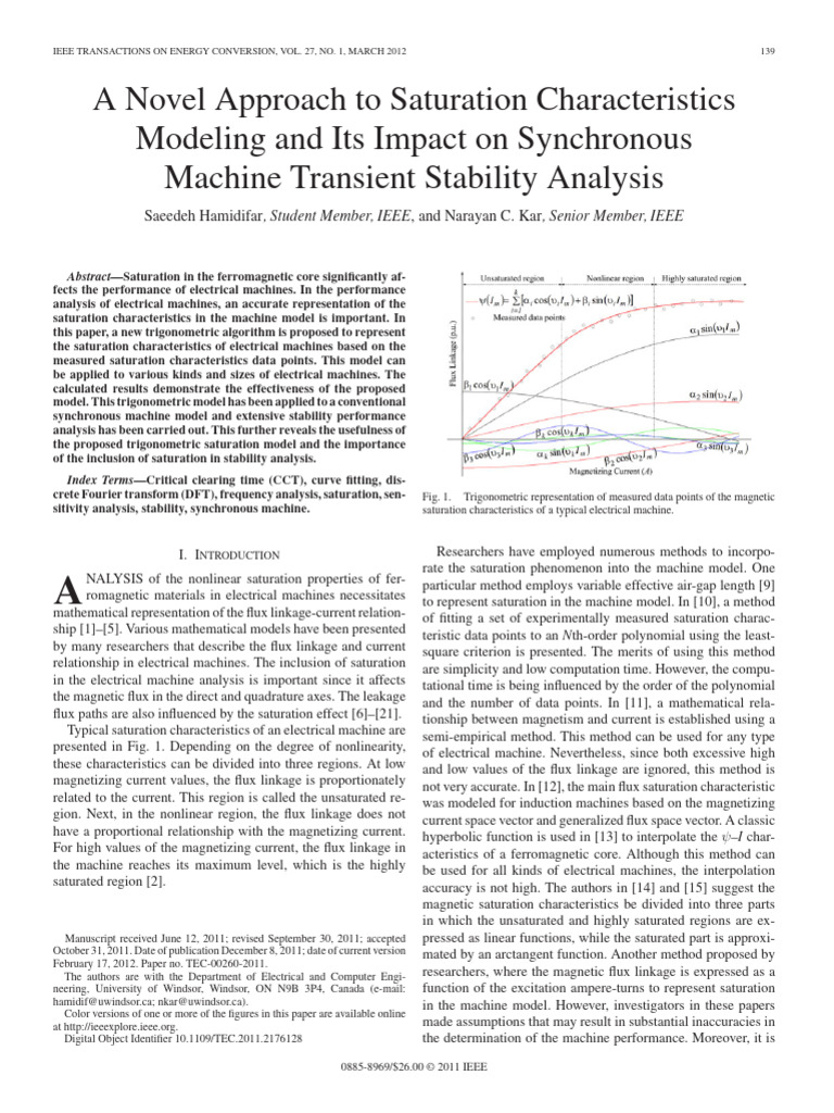 A Novel Approach To Saturation Characteristics Modeling and Its Impact On Synchronous Machine ...