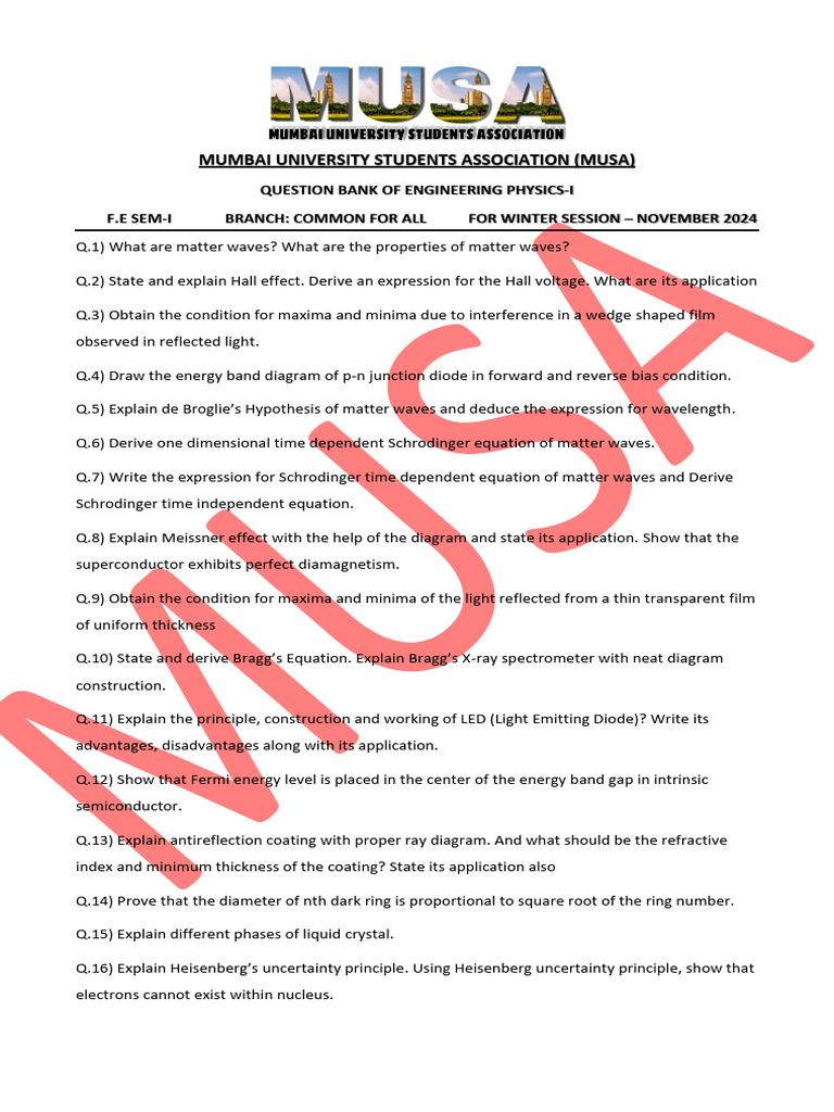 Physics-I Theory Complete QB | PDF | Superconductivity | Waves