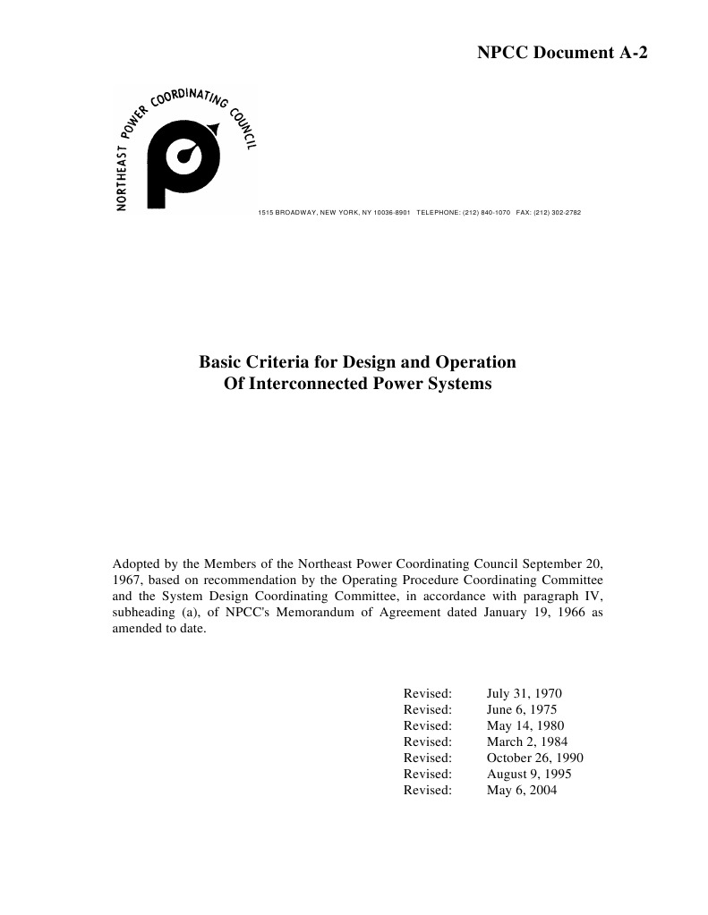 NPCC Design Criteria for Power Systems | PDF | Electric Power System | Reliability Engineering
