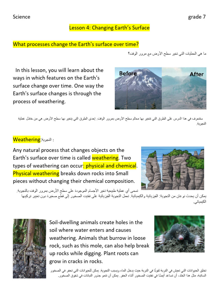 Grade 7 Lesson 4 Changing Earth's Surface | PDF