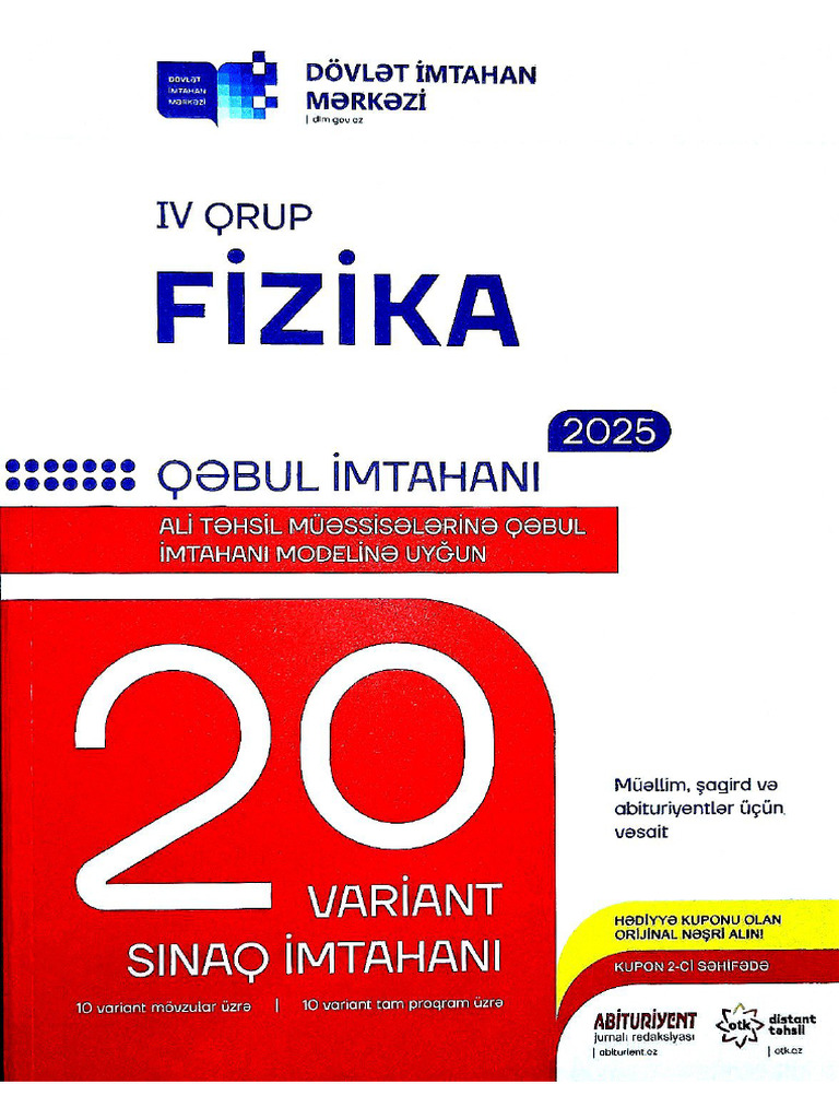 Fi̇zi̇ka 20 Sinaq IV Qrup (1) | PDF