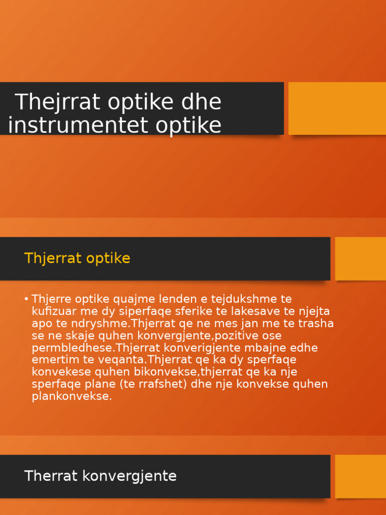 Thejrrat Optike Dhe Instrumentet Optike | PDF