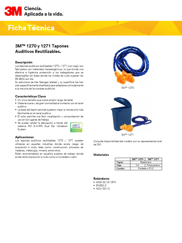 Ficha Técnica Tapones Auditivos | PDF | ruido | Sonido
