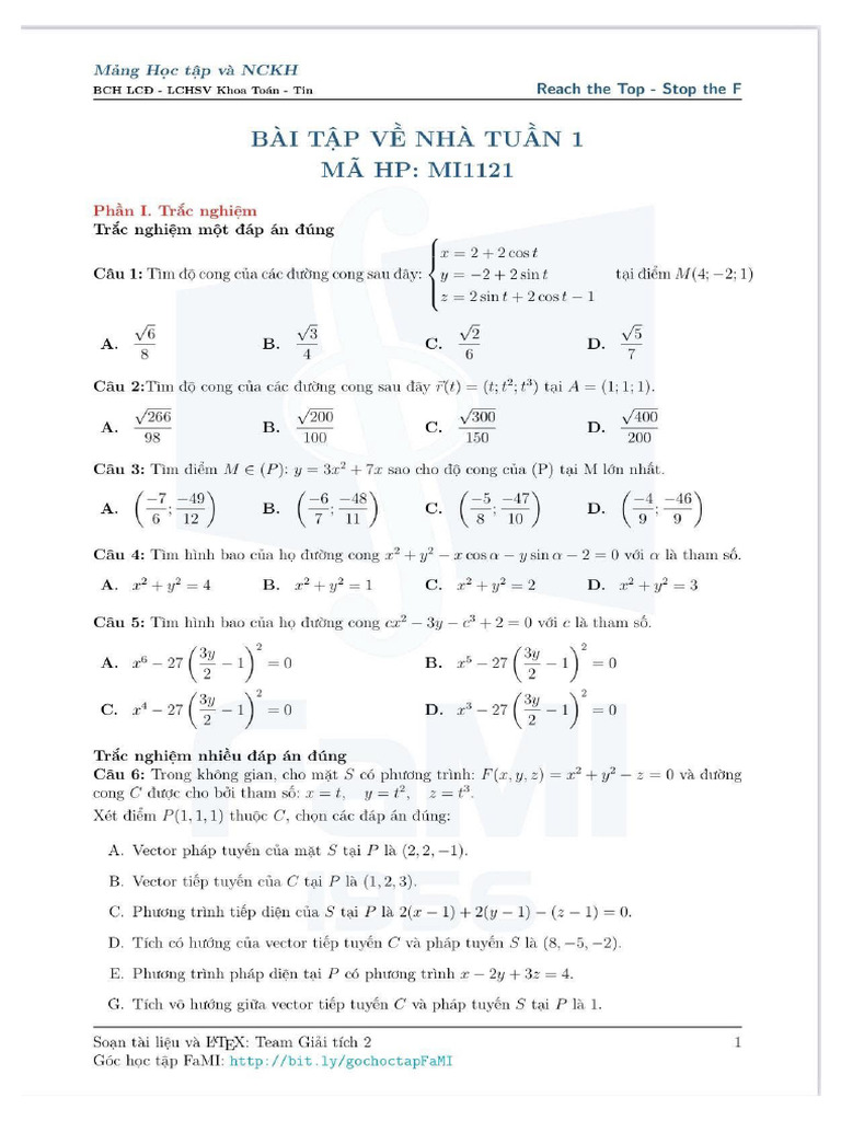 Giải tích 2 FaMi | PDF