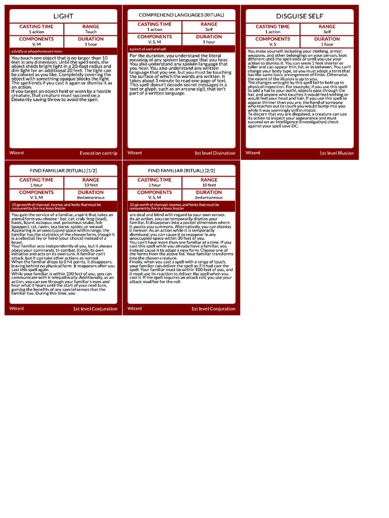 Wizard Spell List | PDF