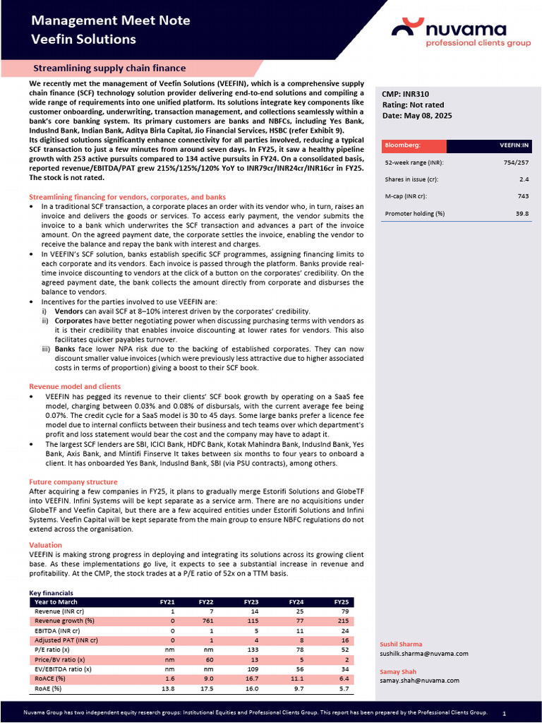 Nuvama Management Meet Note On Veefin Solutions Streamlining Supply ...