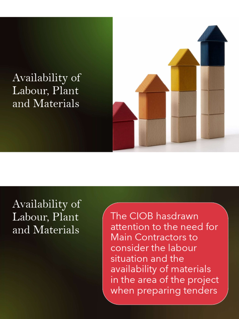 Availability of Labour, Plant and Materials | PDF