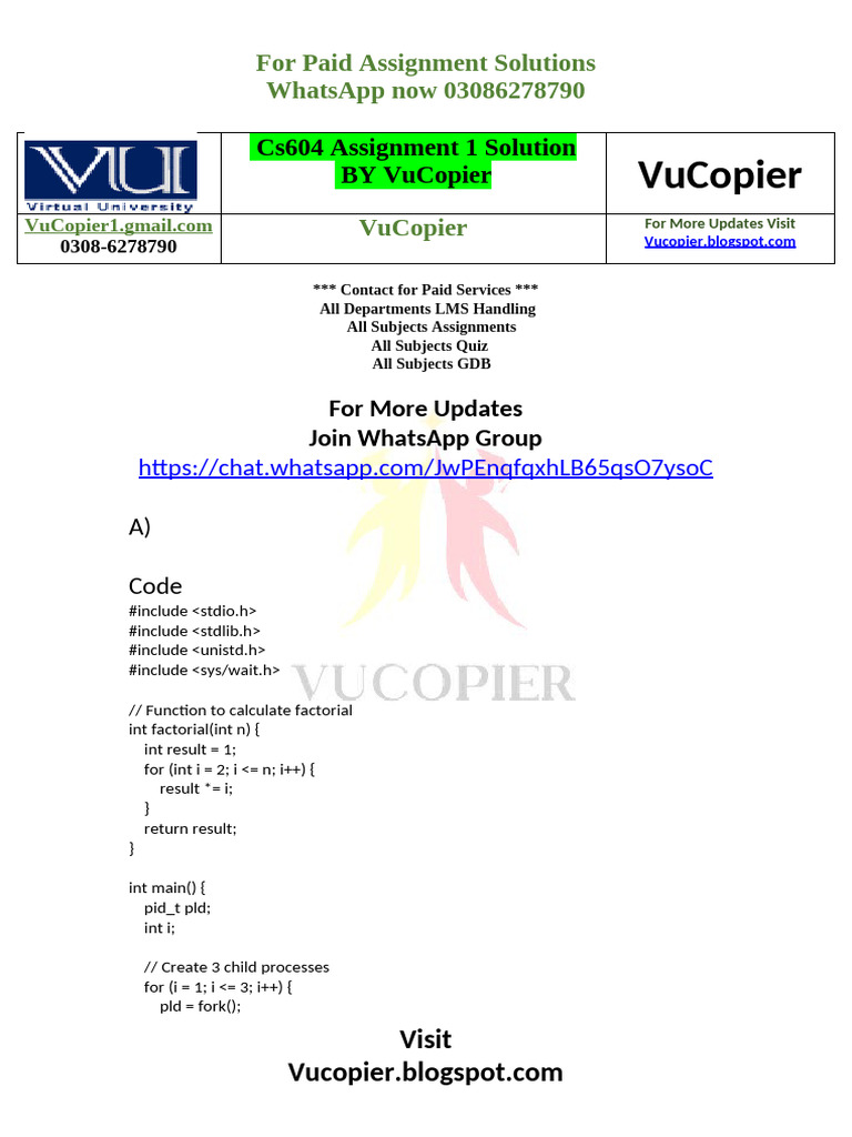 Cs604 Assignment 1 Spring 2025 VuCopier | PDF | Computer Programming