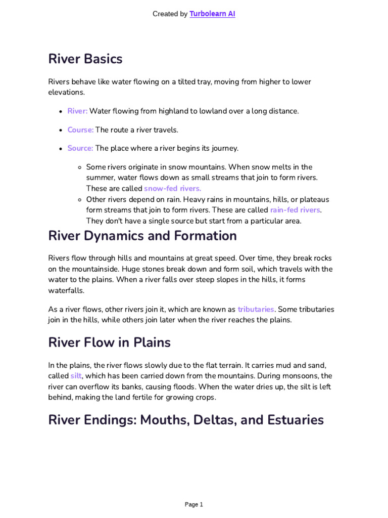 Stages of River Formation Explained | PDF | River | River Delta