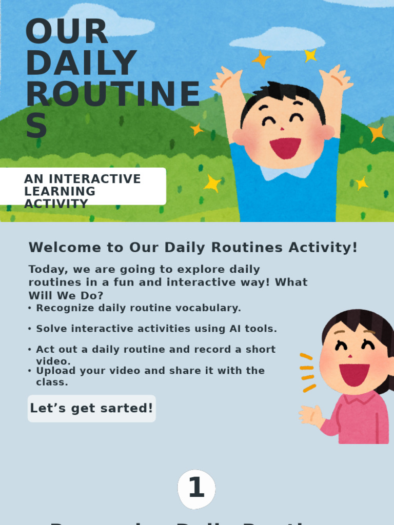 Our Daily Routines Interactive Activity Presentation In Colorful ...