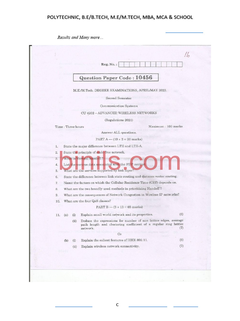 CU 4202 Advanced Wireless Networks | PDF
