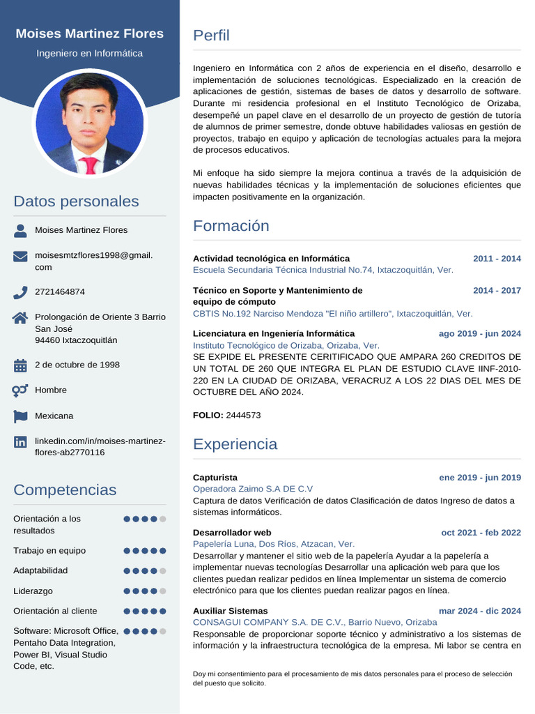 CV Moises Martinez Flores-Actualizado | PDF | Software | Soporte técnico