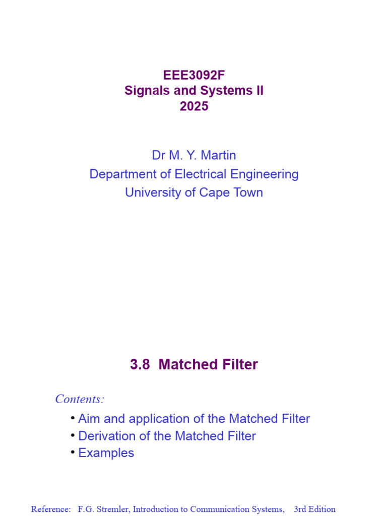 Matched Filter in Signals and Systems | PDF | Filter (Signal Processing ...