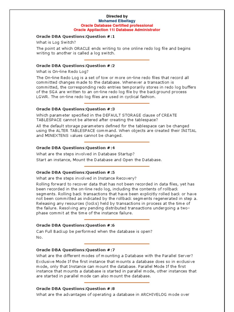 DBA Interview Questions | Oracle Database | Database Index