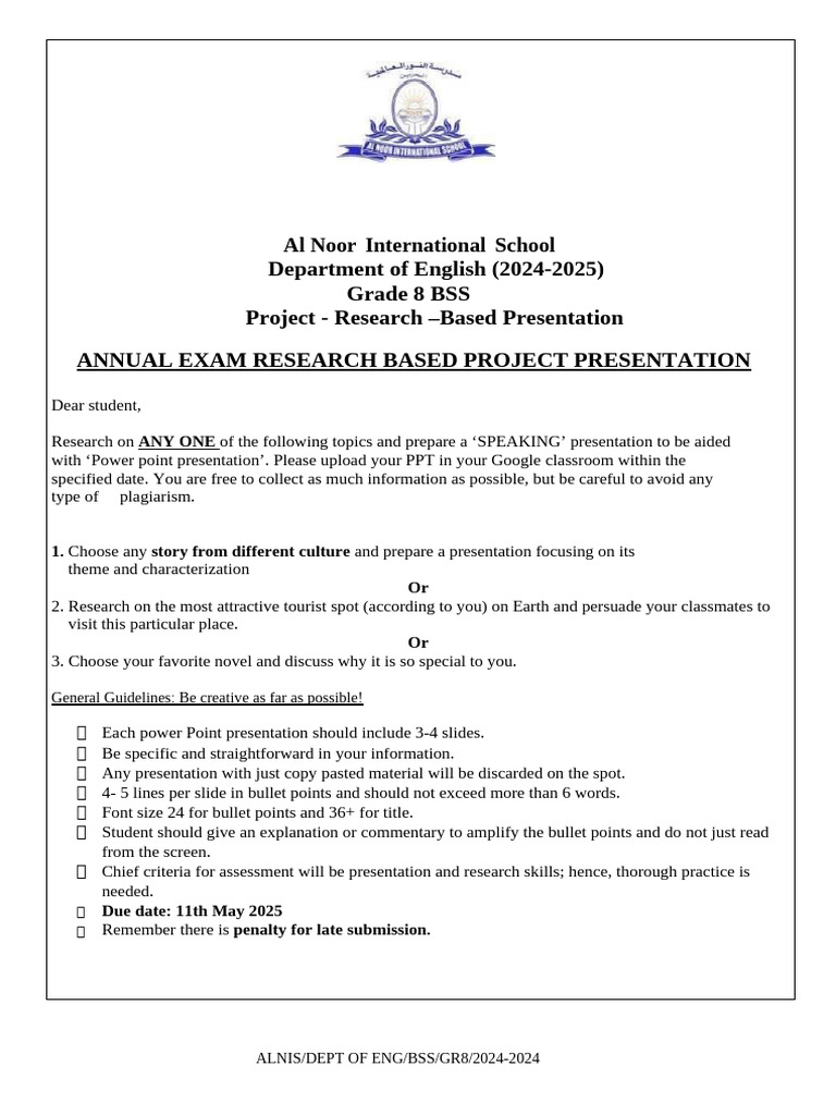 Annual Exam - Research Project | PDF