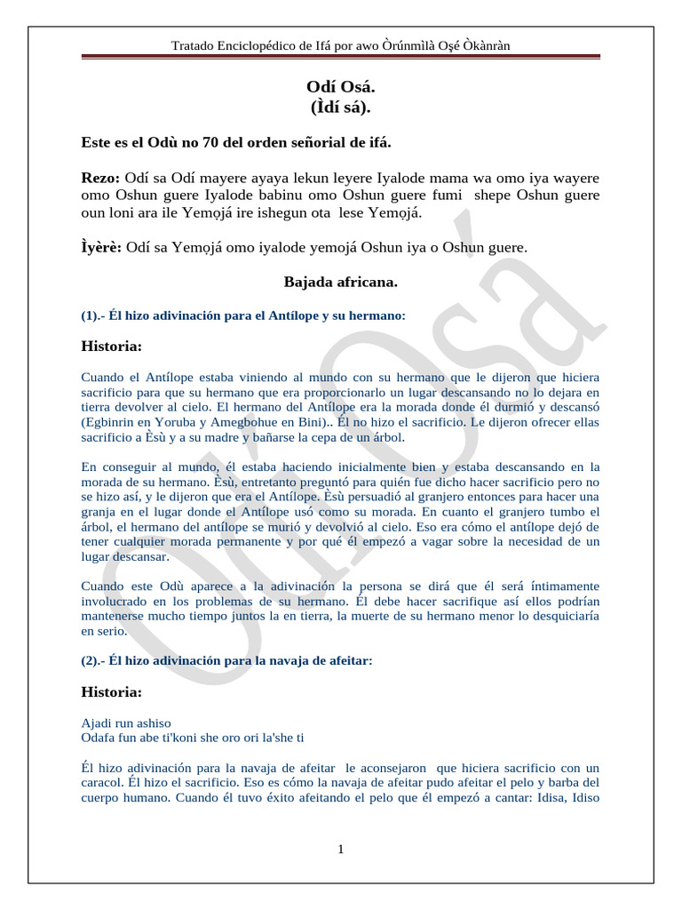 (B) - Tratado Enciclopédico de Ifá Odù Odí Osá | PDF