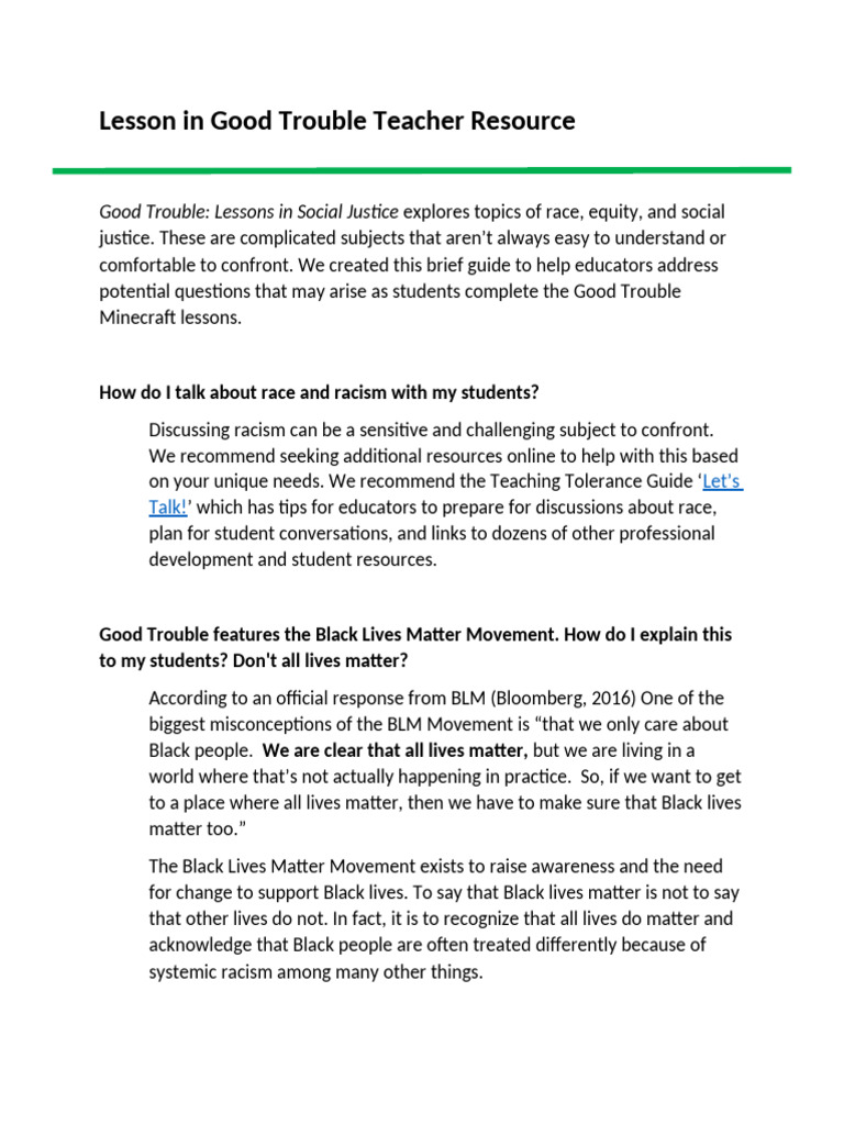 Lessons in Good Trouble Q A v2 | PDF | Black Lives Matter