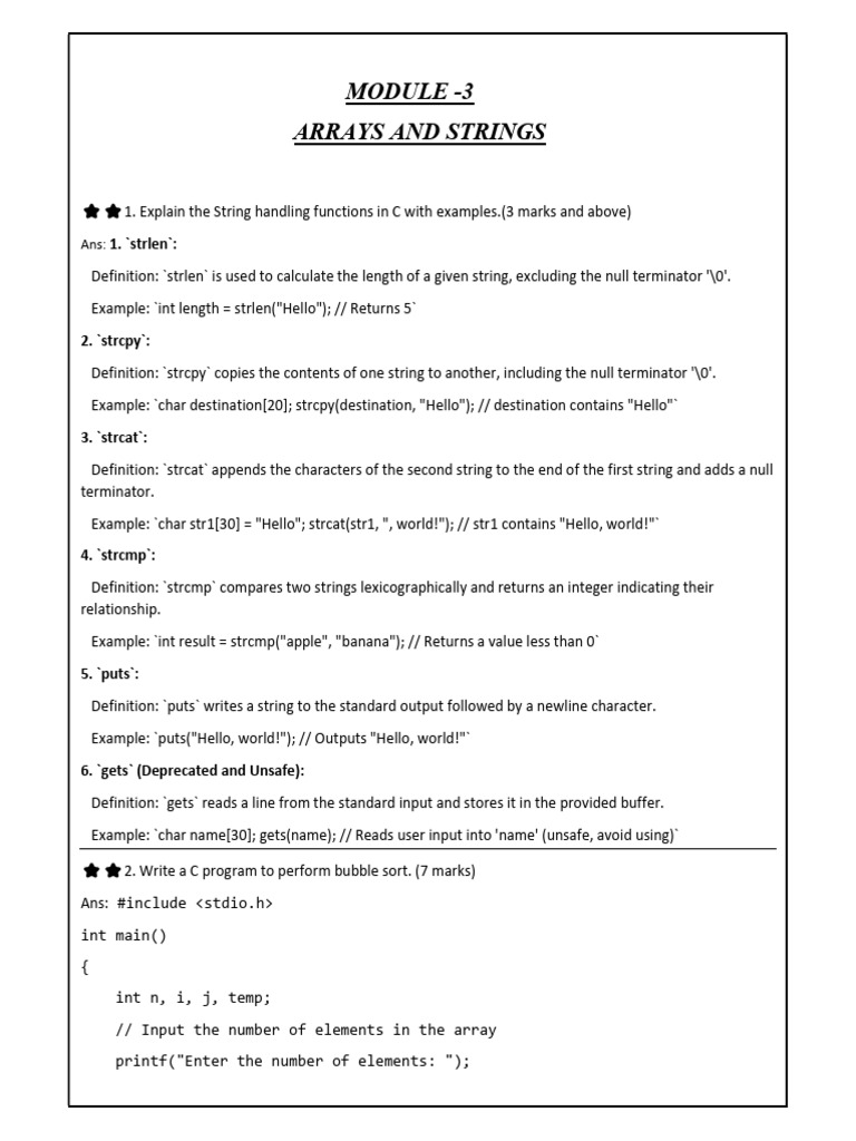 C String Functions and Examples | PDF | String (Computer Science ...
