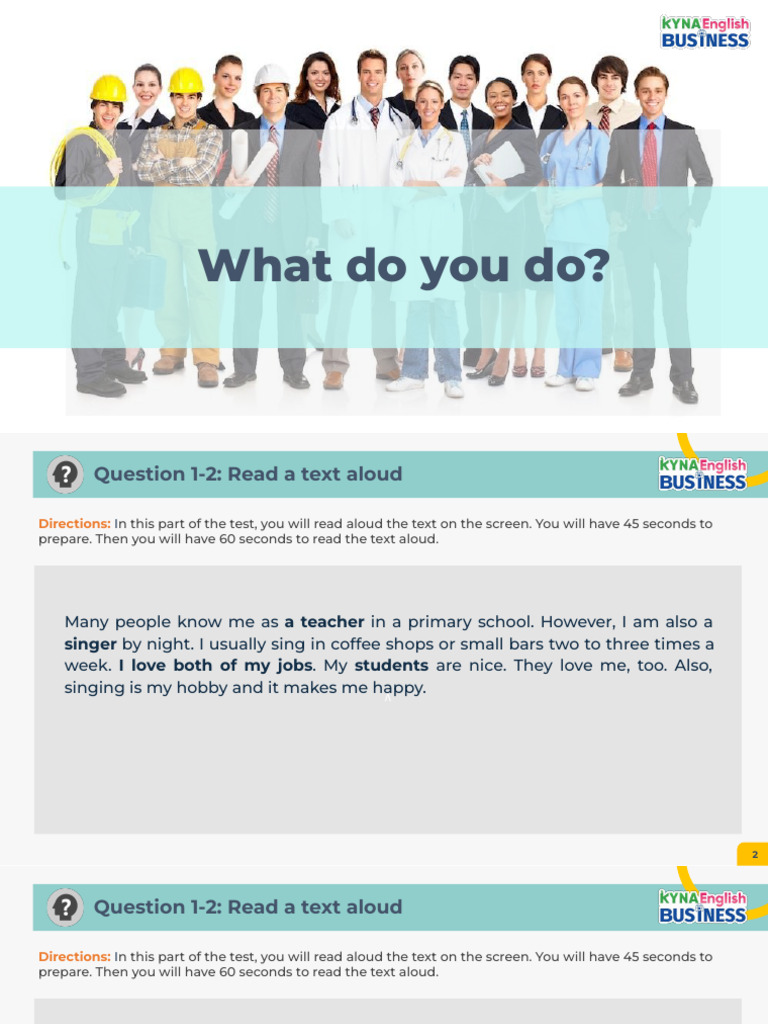 SPEAK BE - Beginner 1 - LC3 (1) - What Do You Do | PDF