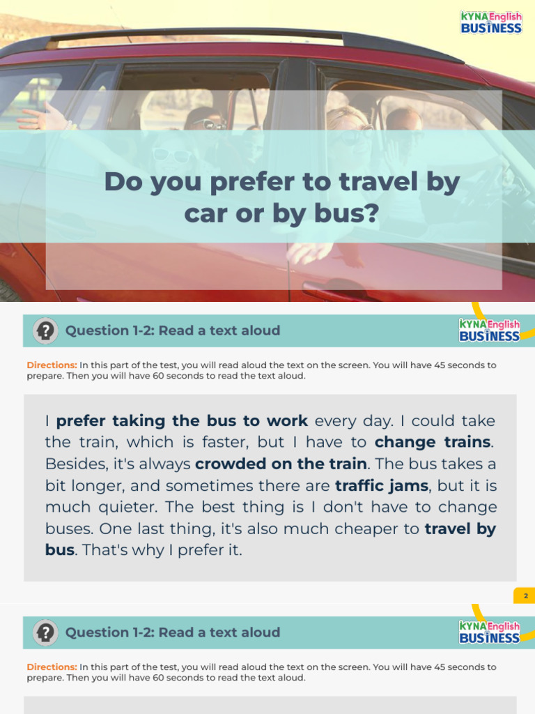 SPEAK BE - Beginner 1 - LC5 (2) - Do You Prefer To Travel by Car or by ...
