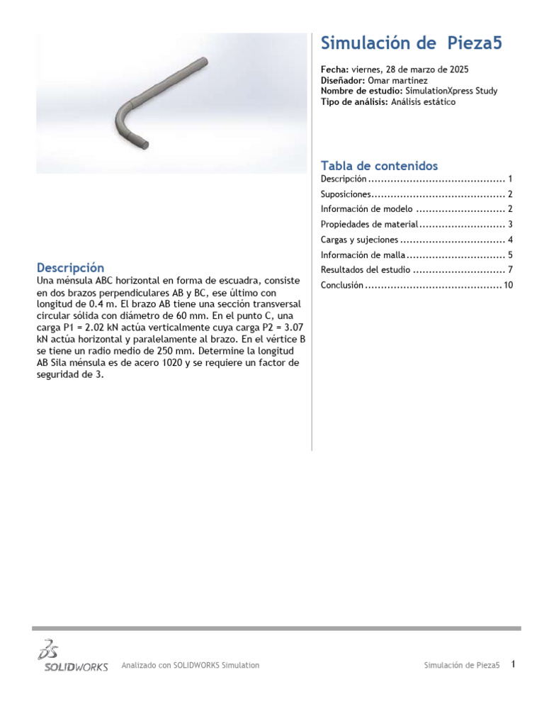 Análisis Ménsula | PDF | Elasticidad (Física) | Ciencia de los Materiales