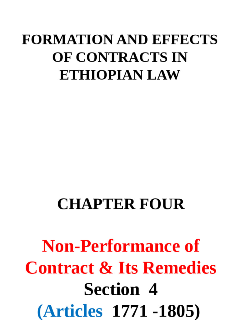 Remedies for Contract Non-Performance in Ethiopia | PDF | Breach Of ...