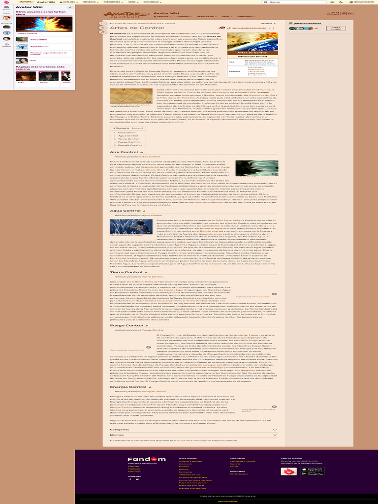Artes de Control - Avatar Wiki - Fandom | PDF