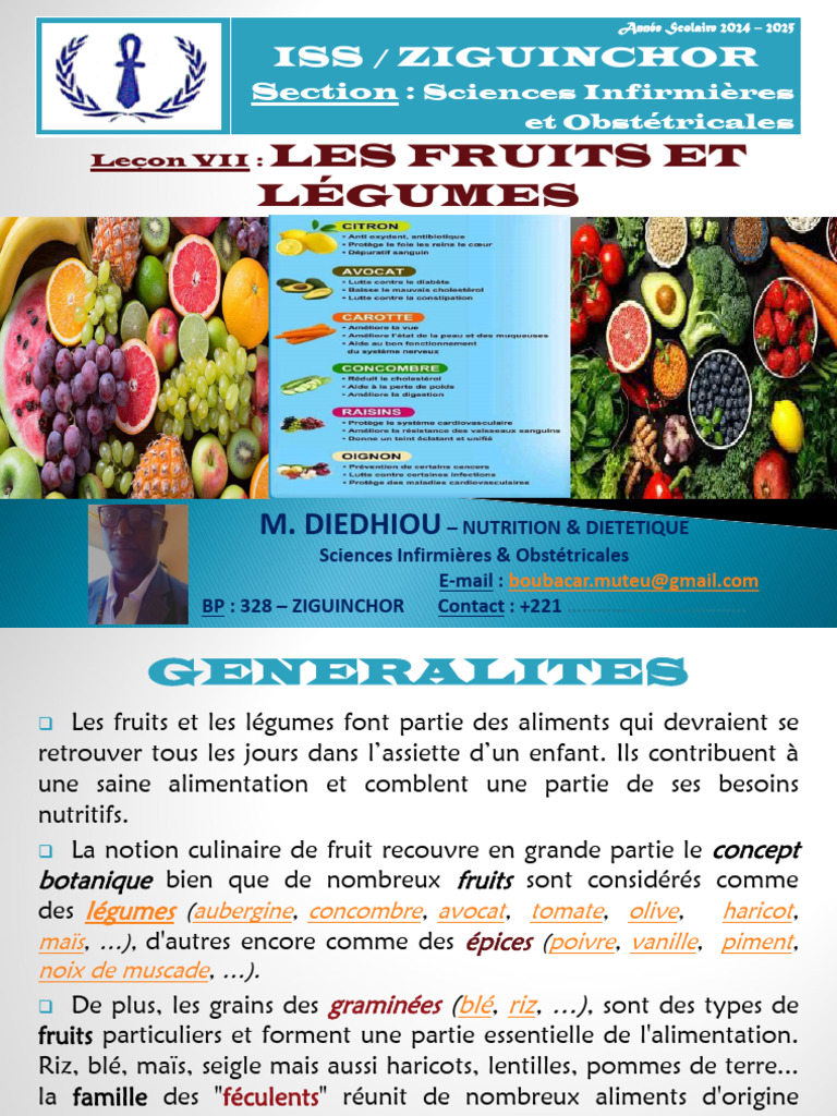Importance des Fruits et Légumes en Nutrition | PDF | Fruit