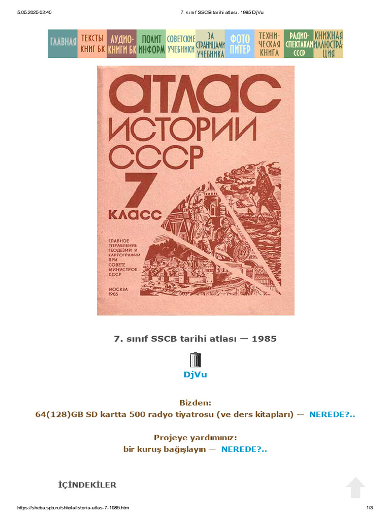 Sınıf SSCB Tarihi Atlası. 1985 DjVu | PDF