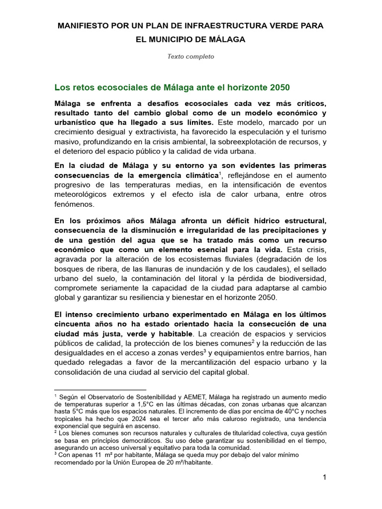 Plan de Infraestructura Verde en Málaga | PDF | Infraestructura ...