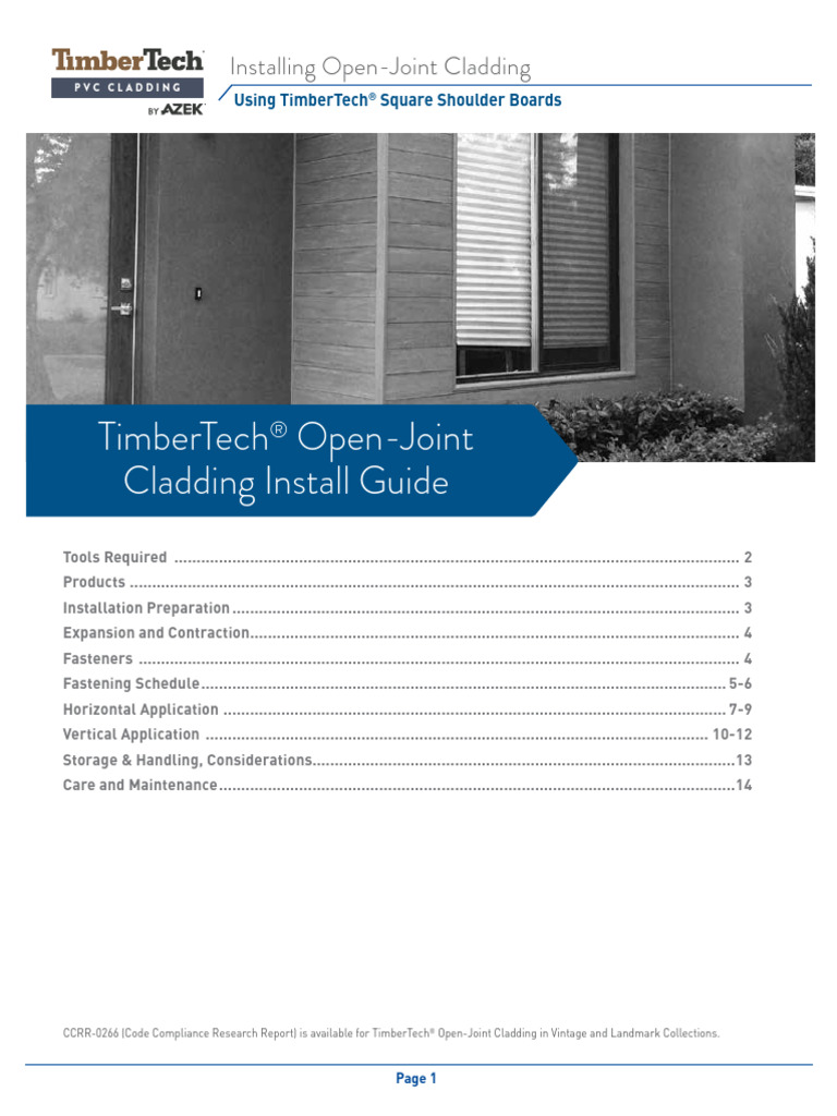 Azek Open Joint Cladding Installation Guide2024 | PDF | Framing (Construction) | Wall