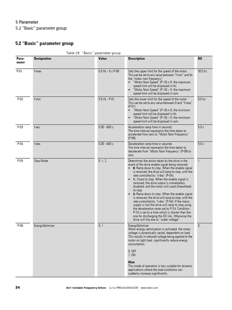 PowerXL DC1 Variable Frequency Drives - Parameter Manual - MN04020004Z - EN | PDF | Electric ...