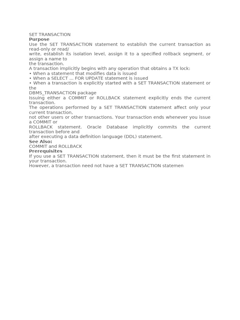 Set Transaction | PDF