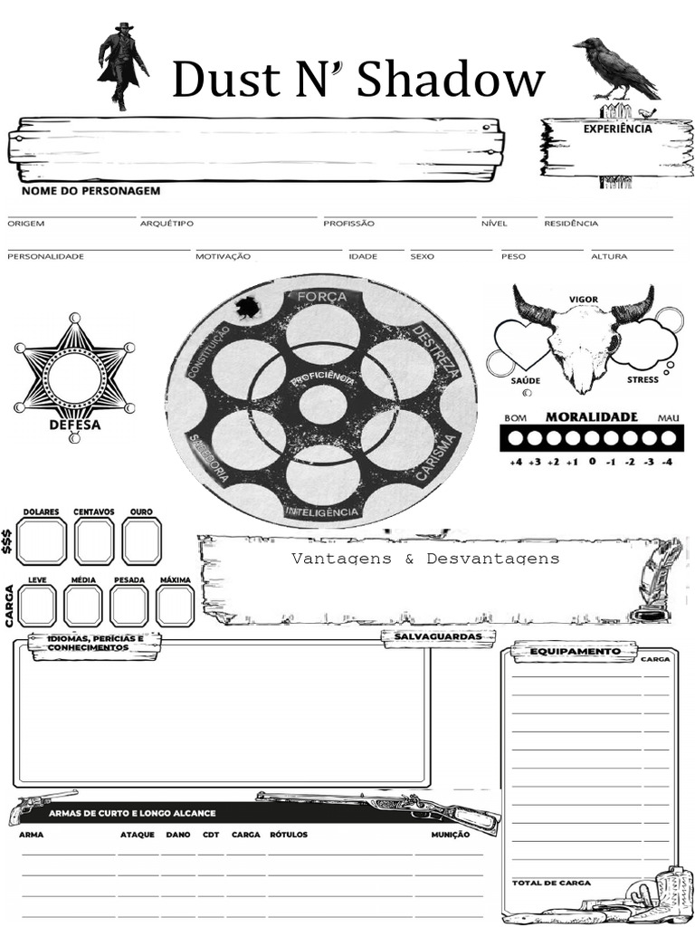 Ficha de Personagem Dust N' Shadow | PDF