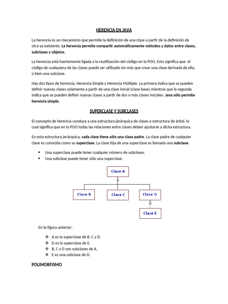 Concepto de Herencia en Java | PDF | Herencia (Programación Orientada a Objetos) | Objeto ...