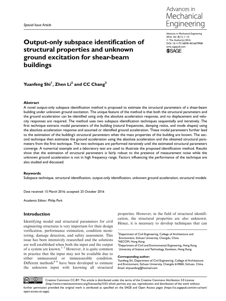 Output-Only Subspace Identification of Structural Properties and Unknown Ground Excitation For ...