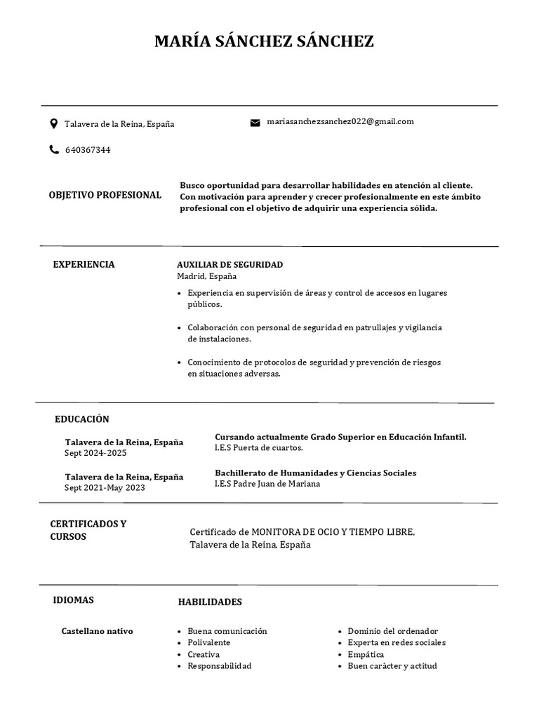 María CV | PDF