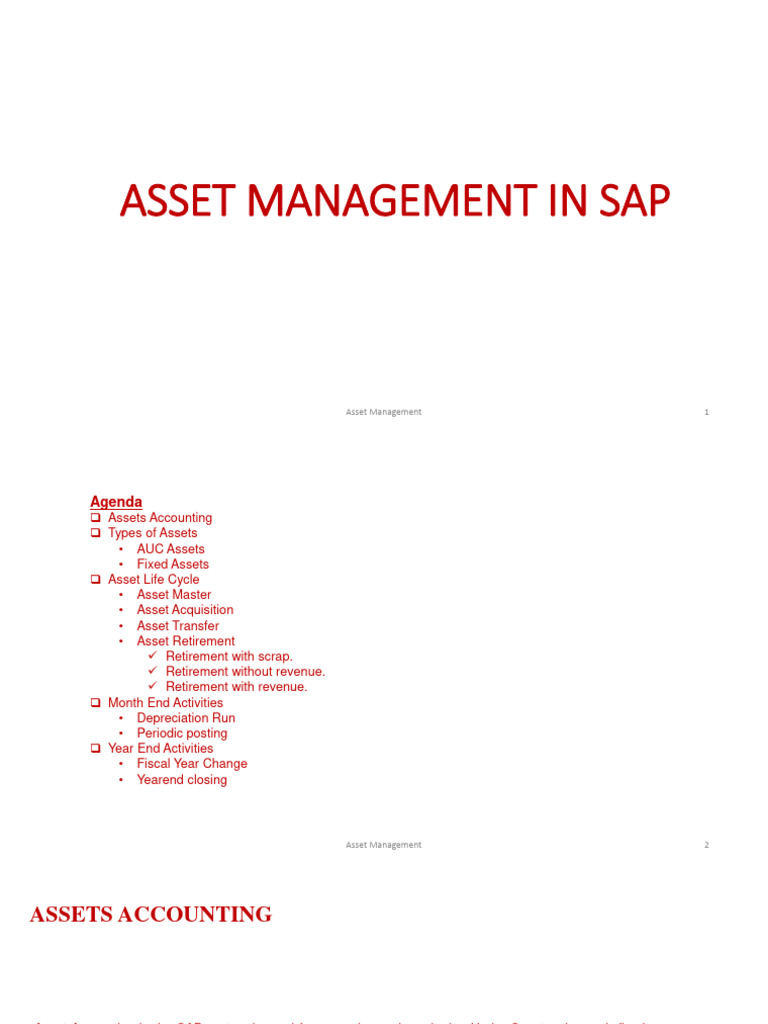 SAP Asset Management Overview | PDF | Depreciation | Book Value